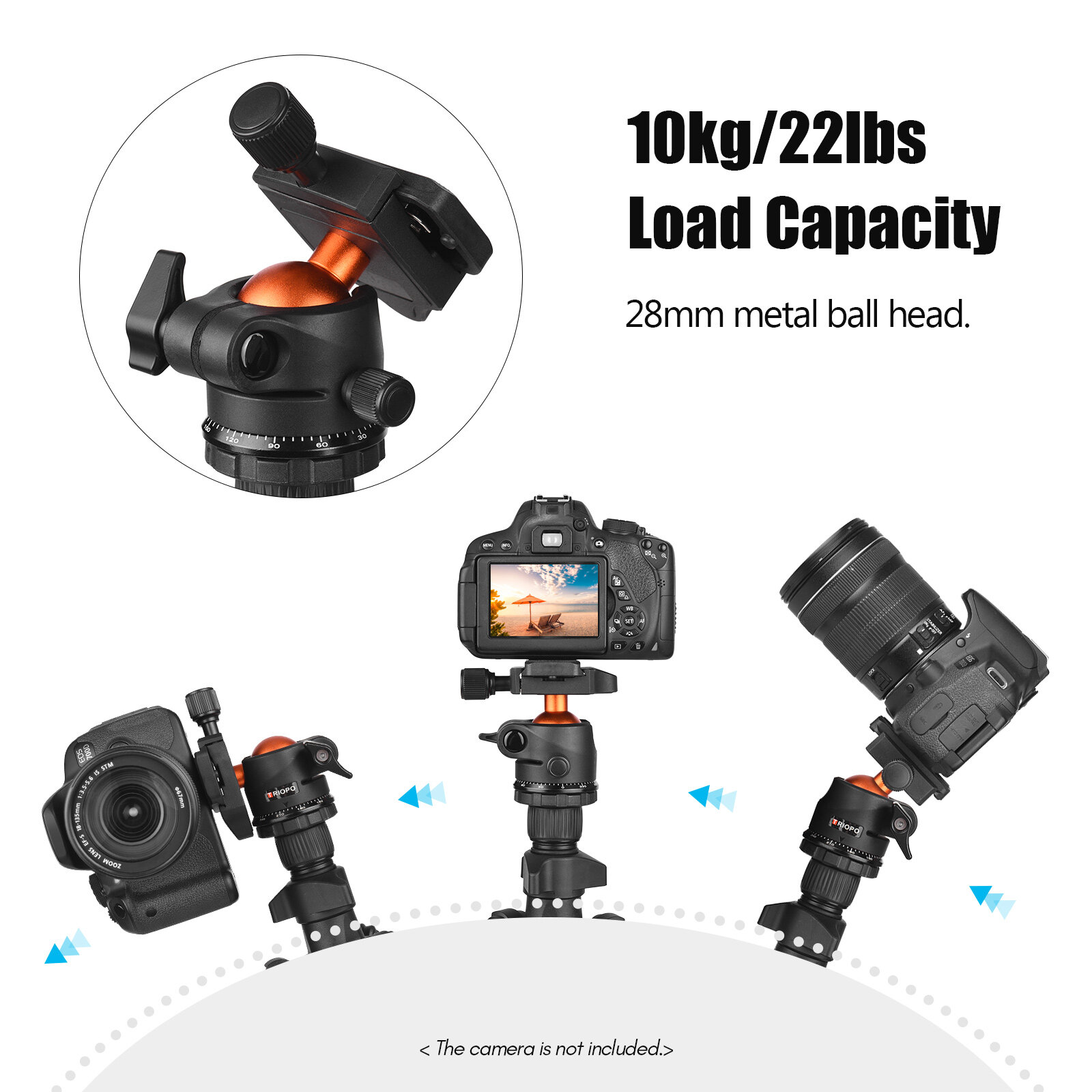 TRIOPO K268ขาตั้งกล้องถ่ายภาพแบบพกพาขาตั้งอลูมิเนียมอัลลอยด์360 ° Panorama Ball Head 162Cm/63 ...