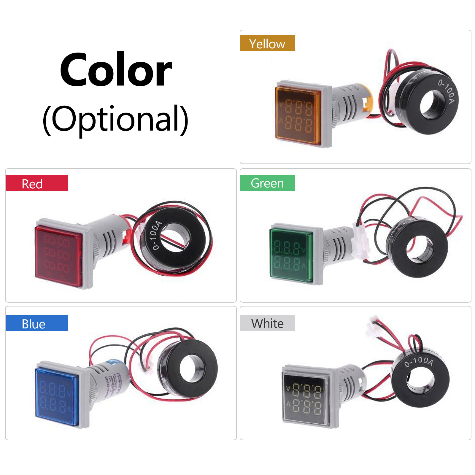 Smart Sensor Mini Square Digital Volt-ammeter Voltammeter Ammeter Voltmeter Double LED Display ...