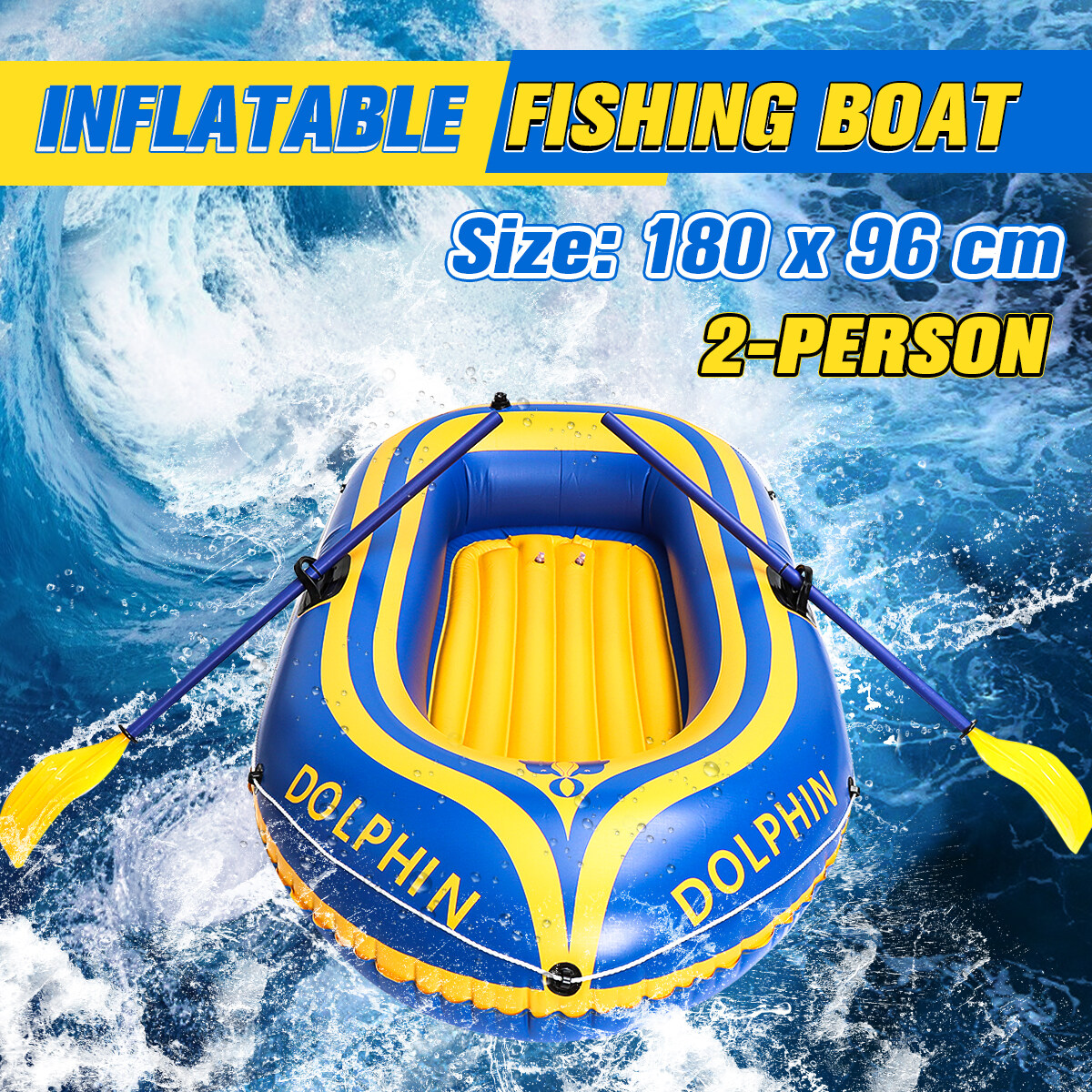 2-Person Inflatable Oared Fishing Boat Kayak River Lake Raft Paddles ...