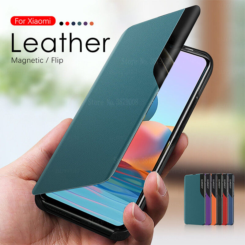 Leather Smart Window View Flip Cover Case For xiaomi redmi note 10 pro ...