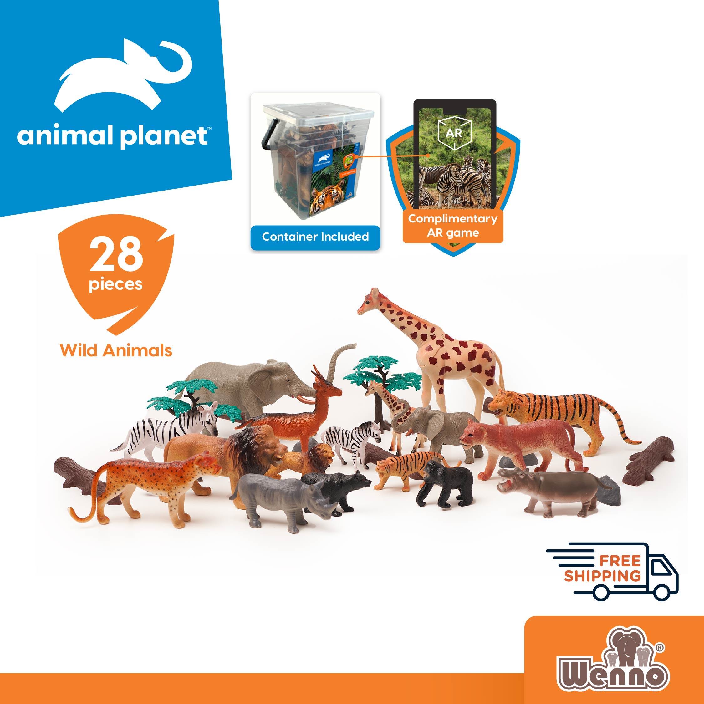 Wenno x Animal Planet 28pcs Animals playset collection in square bucket ...