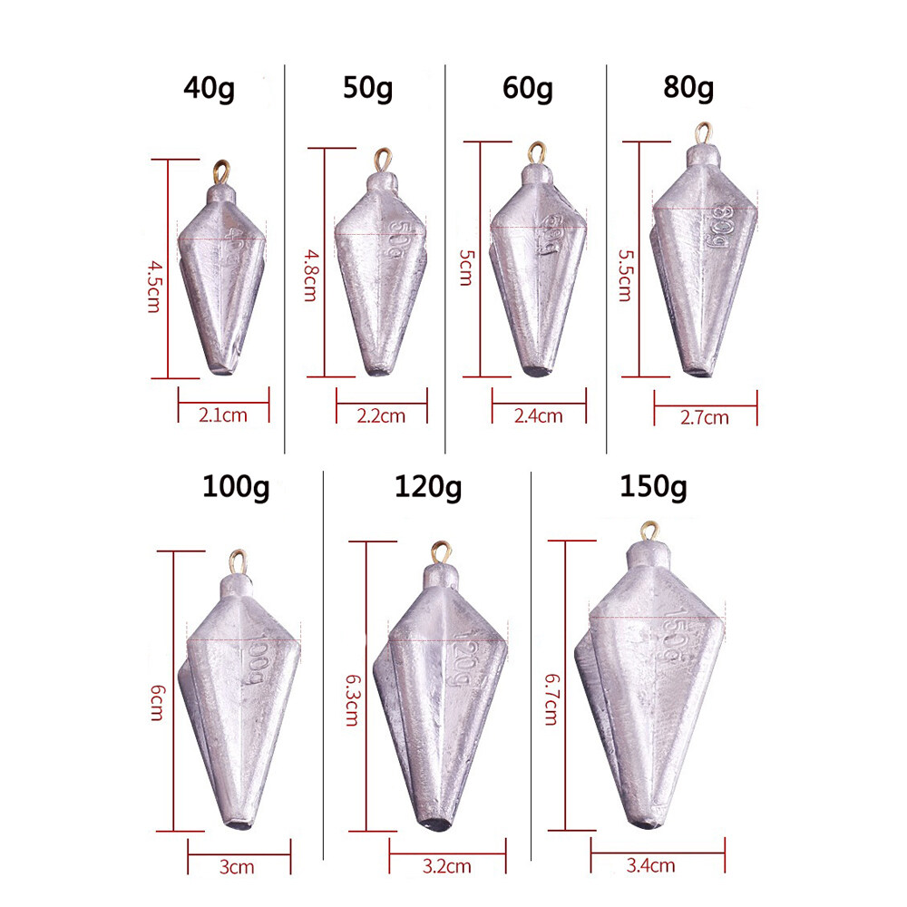 【CW】1PC 40G 50G 60G 80G 100G 120G 150G ตะกั่วสี่มุมตะกั่วน้ำหนักฐานต่อแบบหมุนได้อุปกรณ์ตกปลา ...