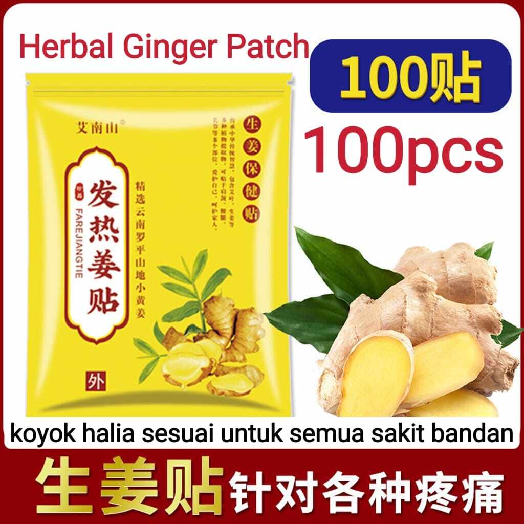 100pcs Herbal Ginger Patch 生姜贴 Ginger Extract to Promote Blood ...