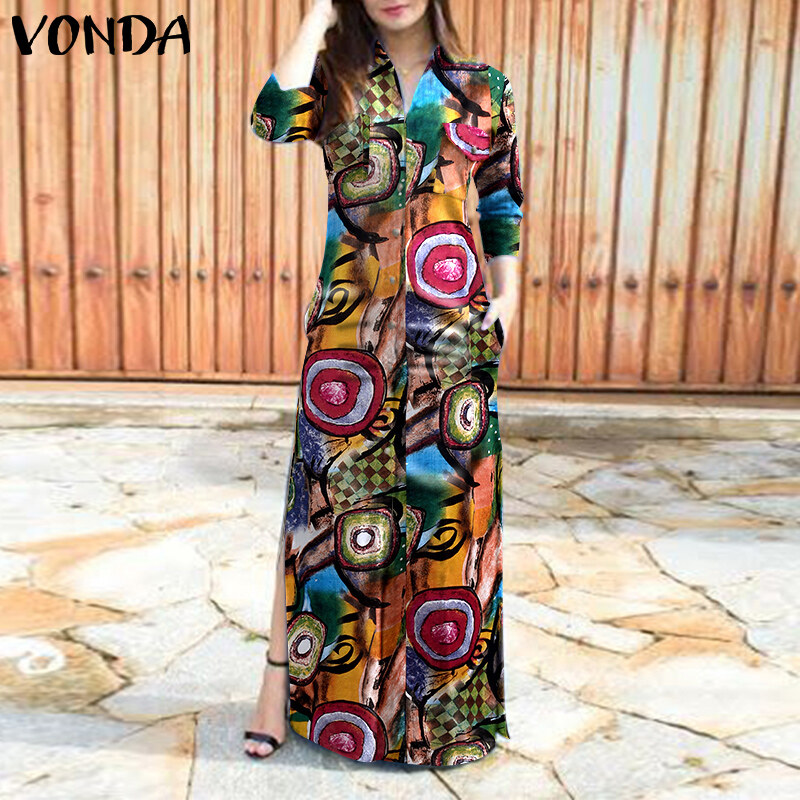 HijabFab Muslim VONDA Womens Vintage Printed Tunic Party Club Long ...