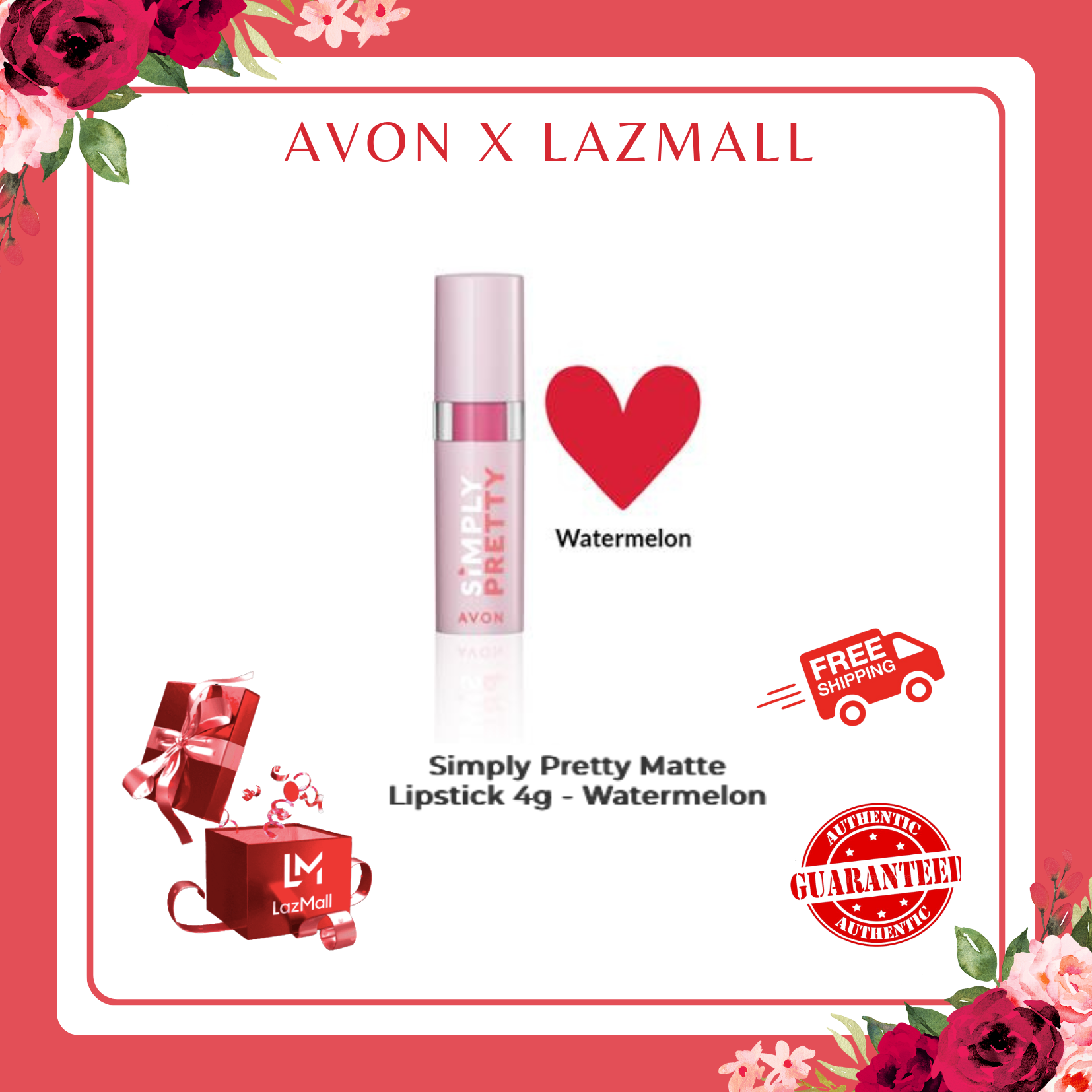 AVON Simply Pretty Matte Lipstick 4g - Watermelon | Lazada