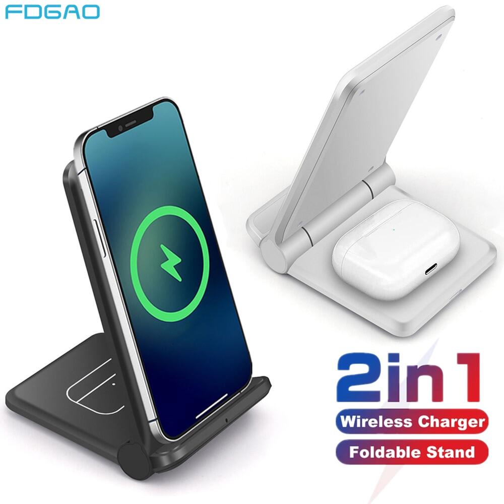 2 In 1 25W Qi Wireless Charger Fold Stand Pad Fast Charging for iPhone ...