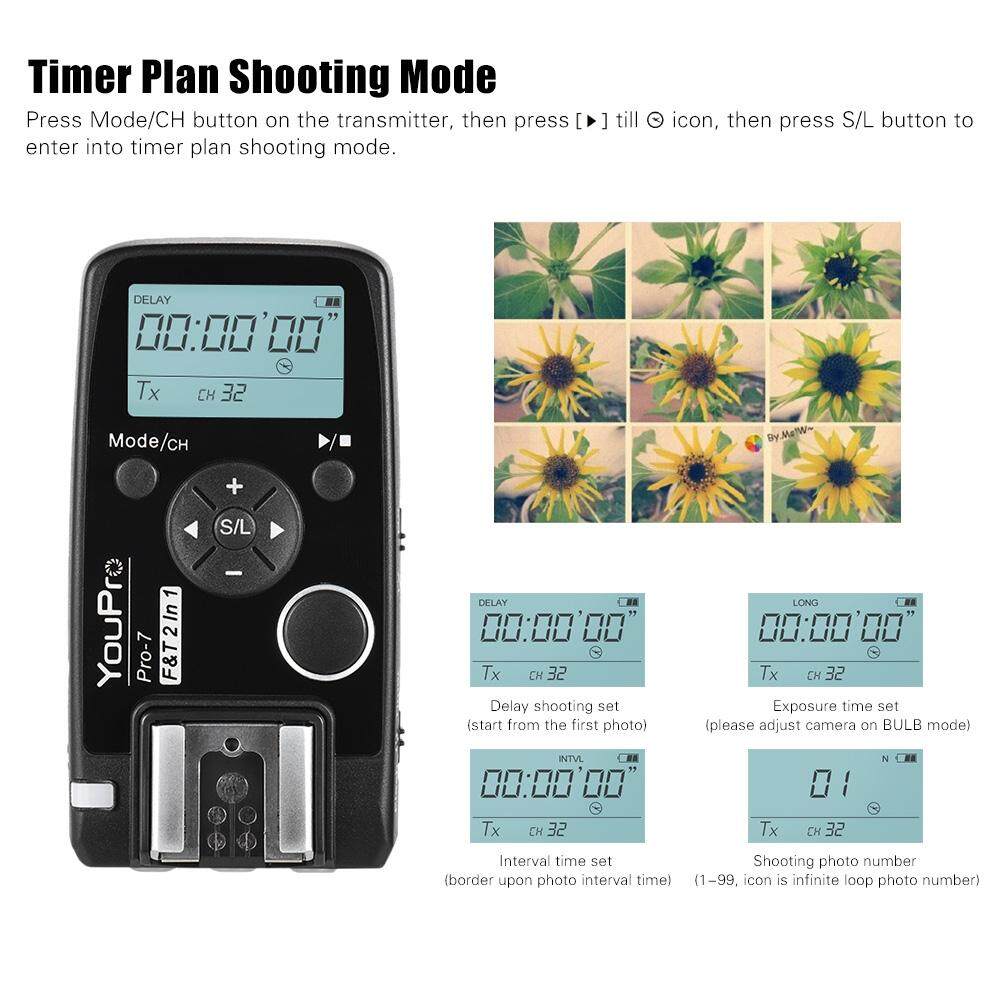 YouPro Pro-7 Wireless Shutter Timer Remote and Flash Trigger 2in1 with ...