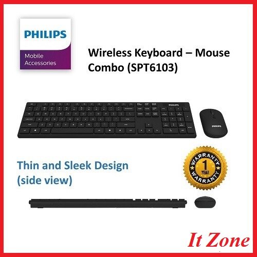 PHILIPS C103 Wireless Keyboard Mouse Combo SPT6103 | Lazada