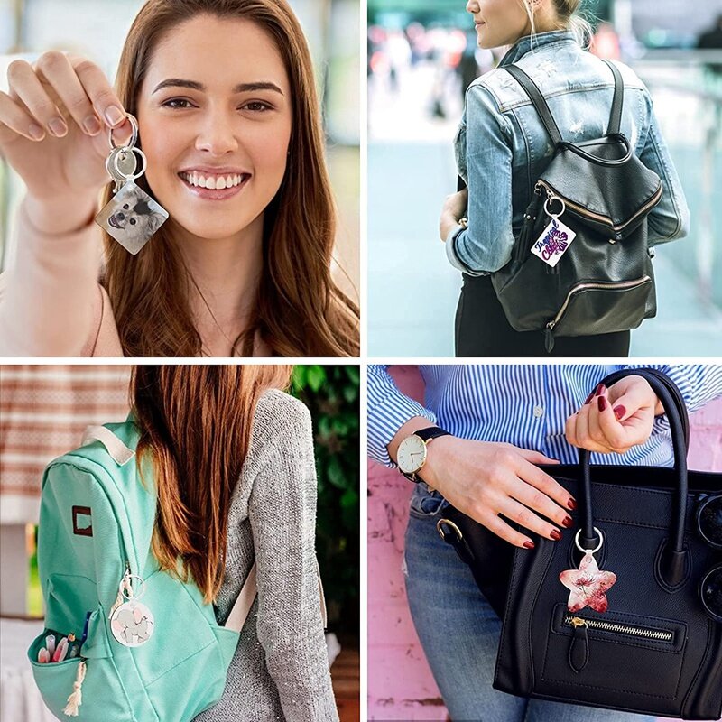 40 Pieces Sublimation Blank Keychains Key Chain Rings for DIY Thermal ...