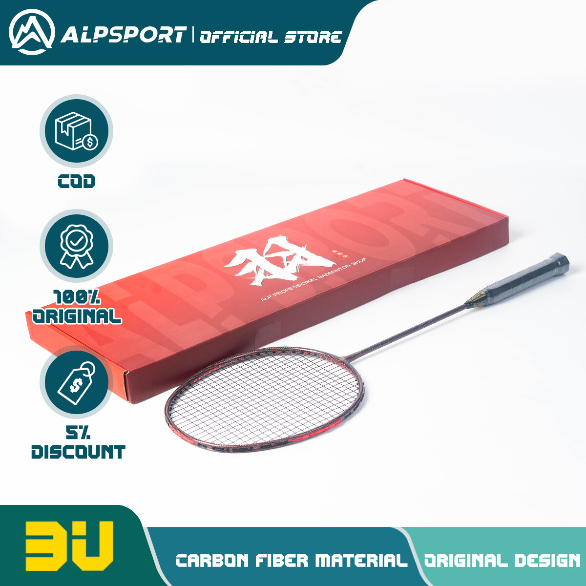 ALP YL-pro 3U G5 26lbs raket bulu tangkis 1K Professional Full Carbon ...