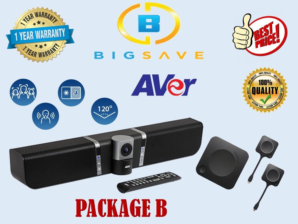 AVER BARCO USB VIDEO SOUNDBAR WITH CLICKSHARE WIRELESS CONFERENCING ...