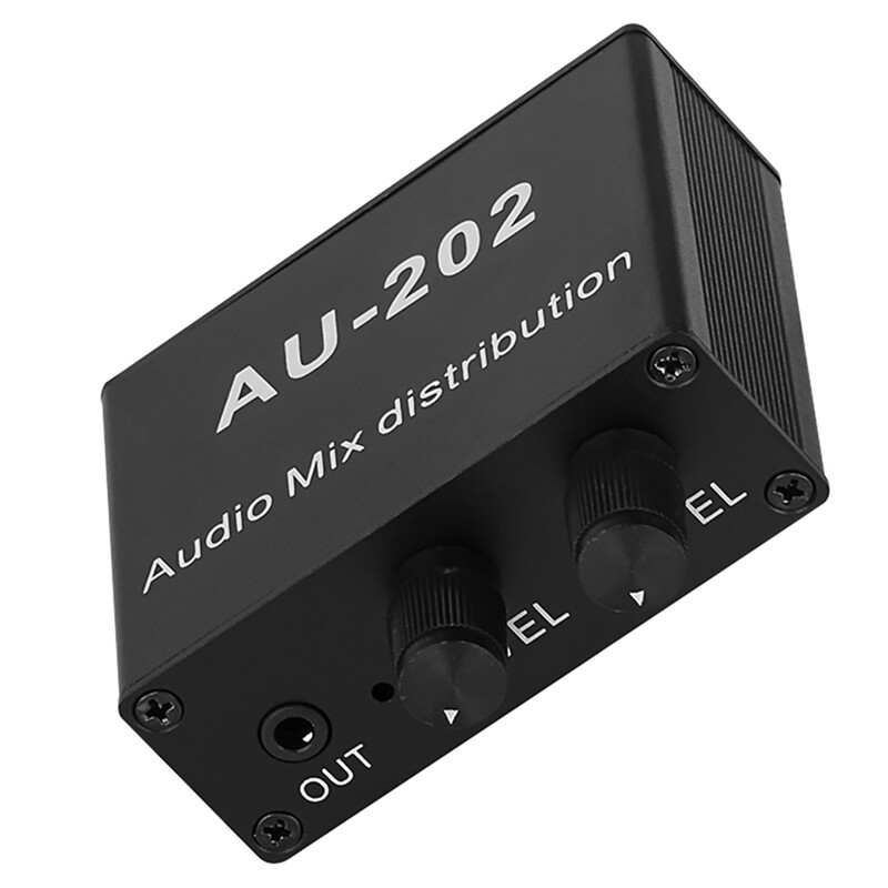 AU-202 Stereo Audio Mixer Distributor for Headphone External Power ...