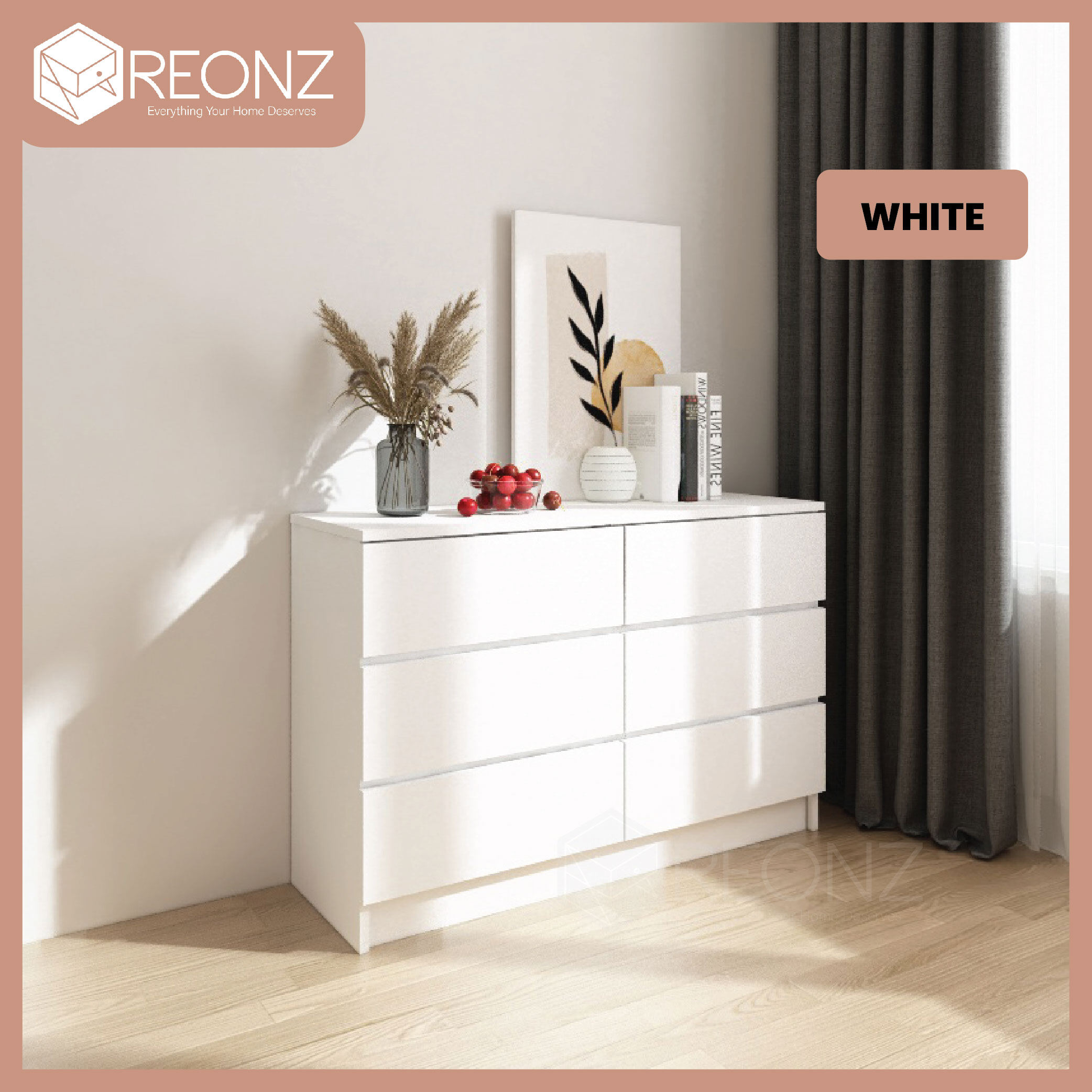 REONZ Chest Drawer 6 LAYER STORAGE WRADROBE BIG 6 DRAWER Clothes ...
