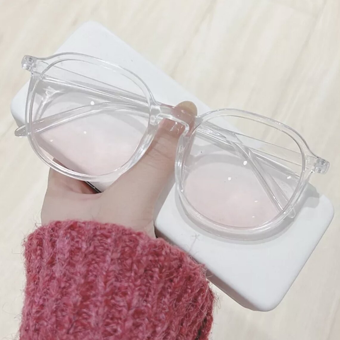 Large Frame Plain Face with Powder Blusher Glasses Female Thin Plain ...
