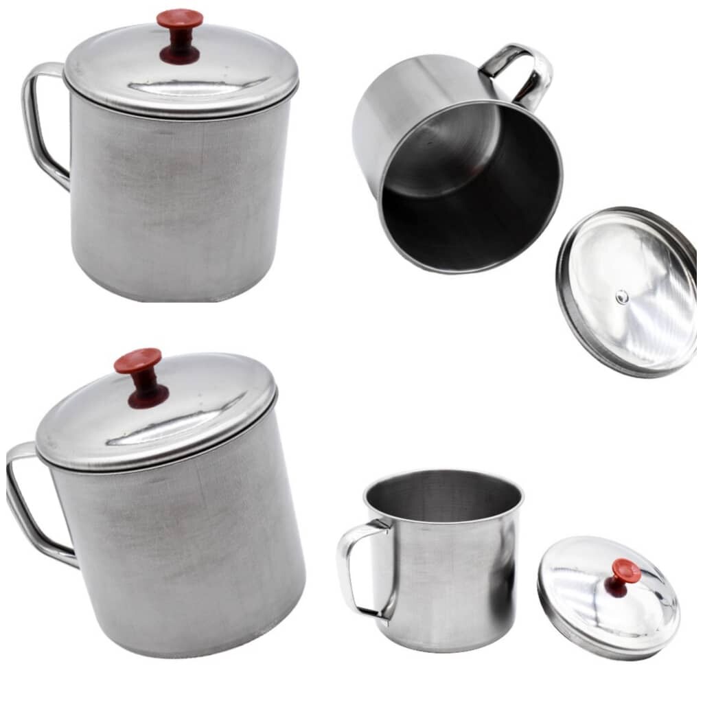 READY STOCK !!! Stainless Steel Coffee Tea Mug Cup with Lid/ Cawan Besi ...