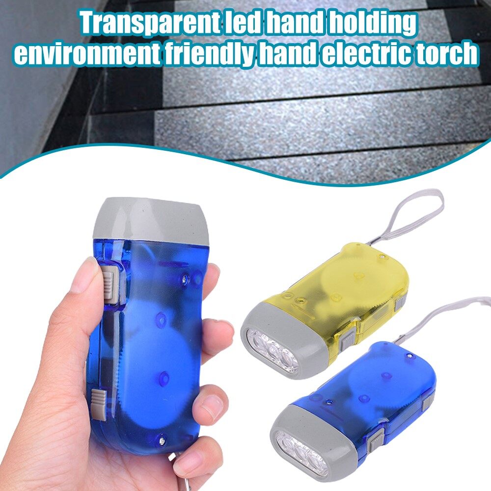 【horoty】Hand Crank Flashlight Mini 3 LED Dynamo Wind Up Flashlight Torch Light Powerful ...