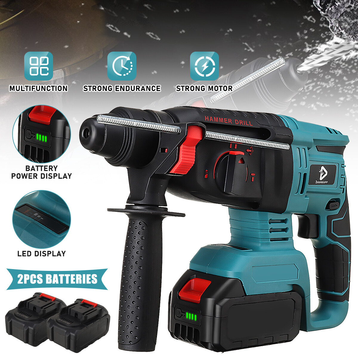 Electric Hammer Tool Rechargeable Power Tool Cordless Rotary Hammer ...