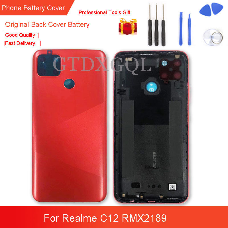 6.5นิ้วต้นฉบับใหม่สำหรับ Realme C12 RMX2189ปกหลังประตูด้านหลังที่อยู่ ...