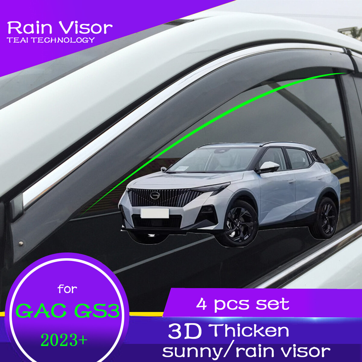 GAC GS3 emzoom 2023 2024 Rain Visor Window 4pcs door sunvisor Vent ...