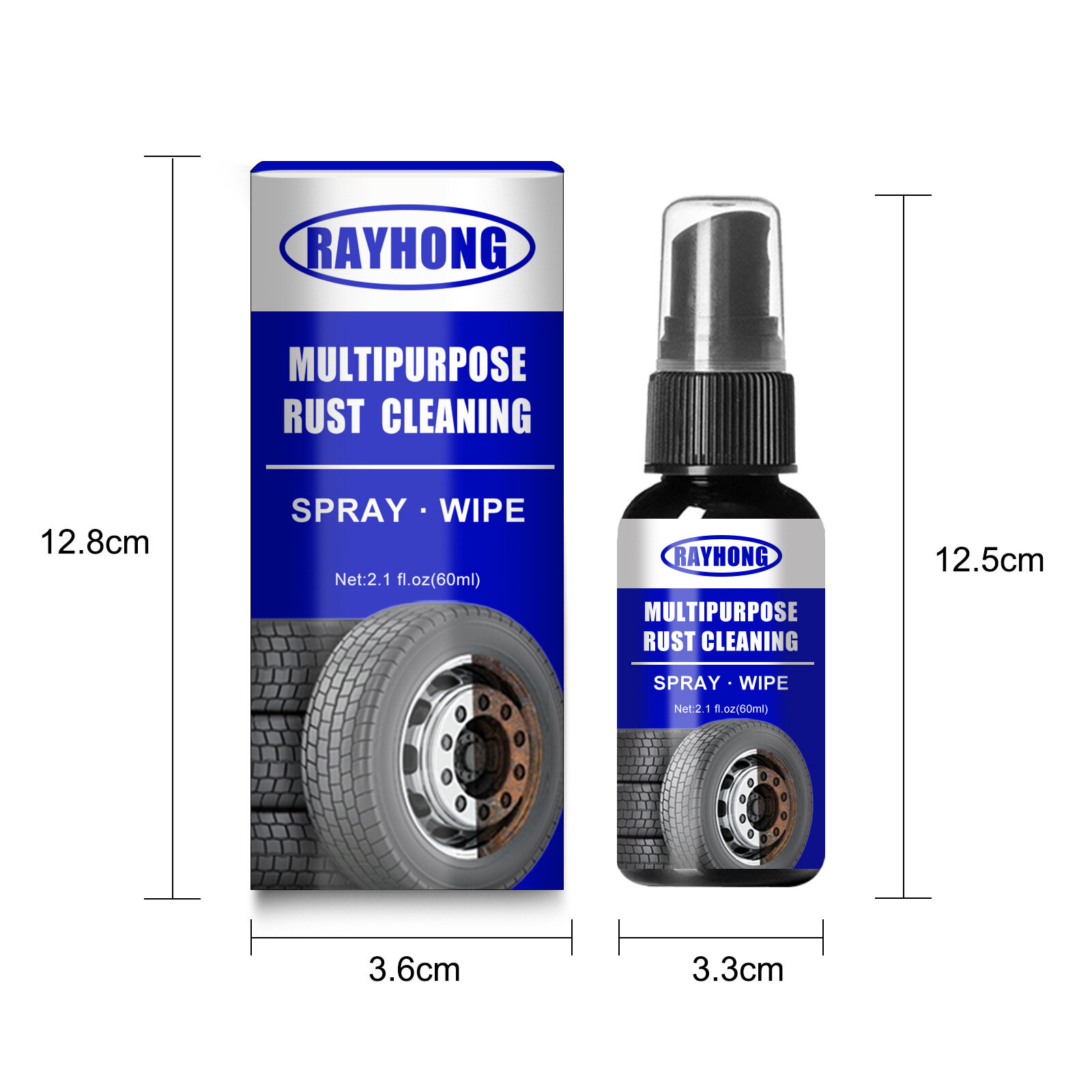 Rayhong 60ml Car Rust Remover Spray Metal Chrome Paint Car Maintenance ...