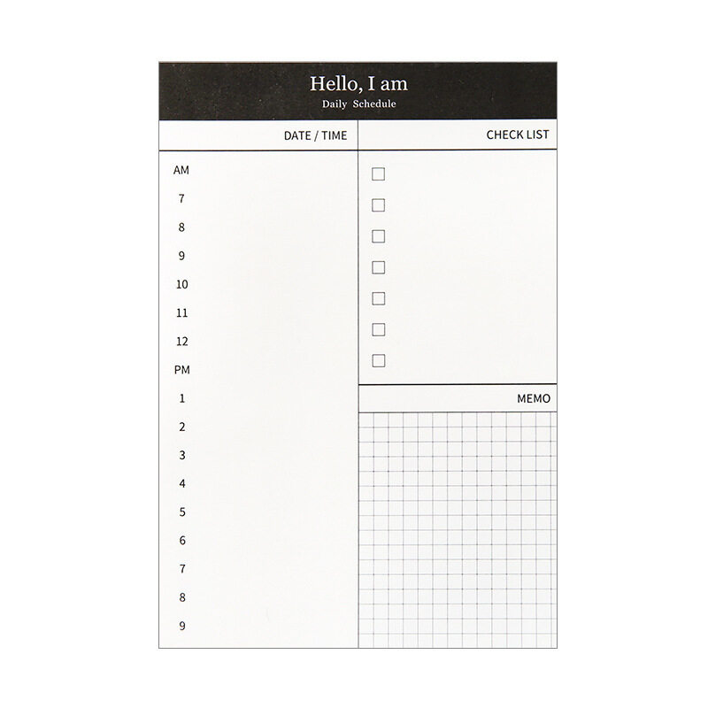 Mini planner daily check list Desk time schedule Office school Notebook ...