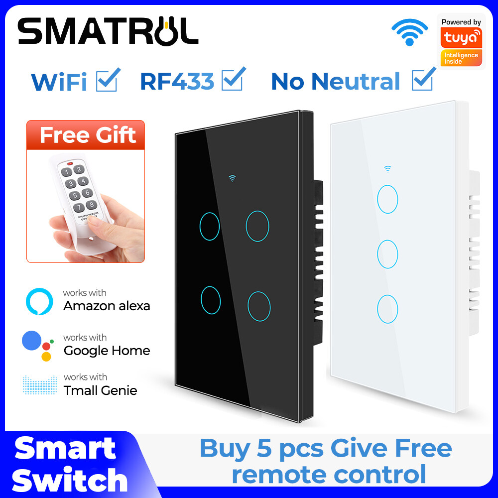 SMATRUL Tuya WiFi Switch พร้อม433Mhz Rf,smartlife APP รีโมทคอนโทรล No ...