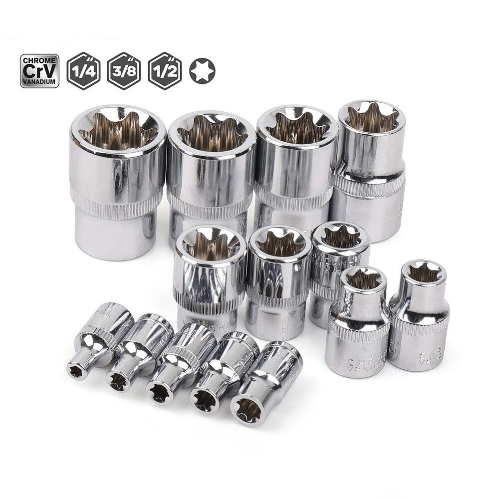 1 Set 1/4 3/8 1/2 E-Socket Sockets Set Adapter Torx Star Bit Repair ...