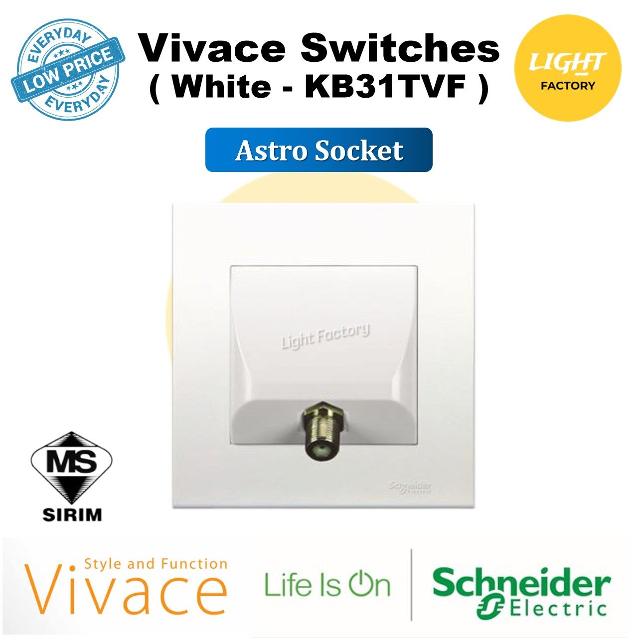 🔥SIRIM APPROVED🔥 Schneider Vivace Switches White KB15 KB31/1 KB32/1 ...