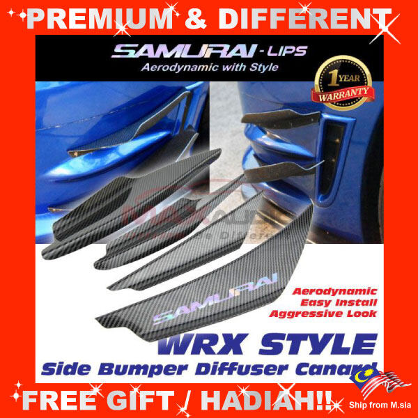 SAMURAI-LIPS WRX Style Front Bumper Shark Fin Car Diffuser Canard ...