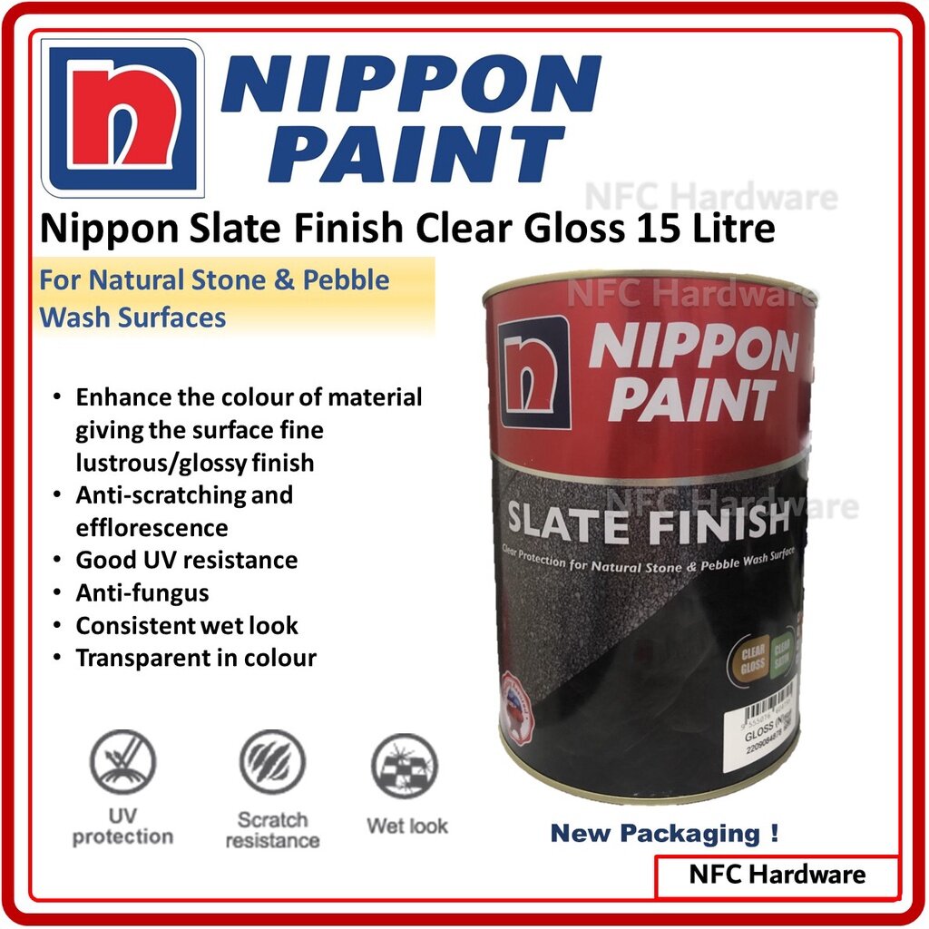 NIPPON PAINT Slate Finish Clear Gloss 15 Litre | Lazada