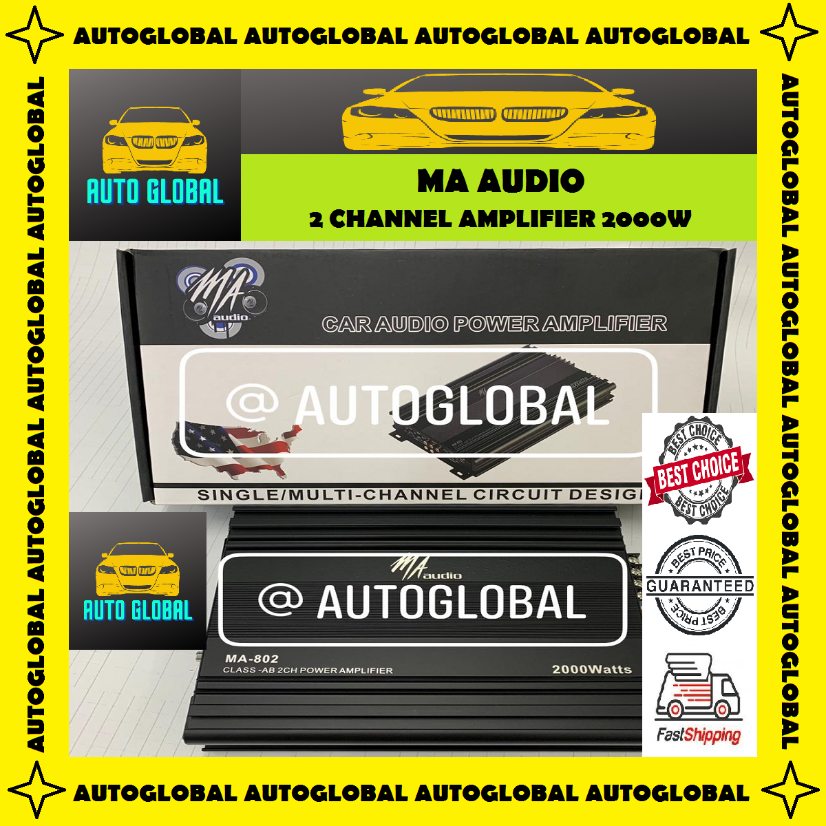 MA Audio 2000Watts 2 Channel Amplifier Car Audio Sound System Speaker ...