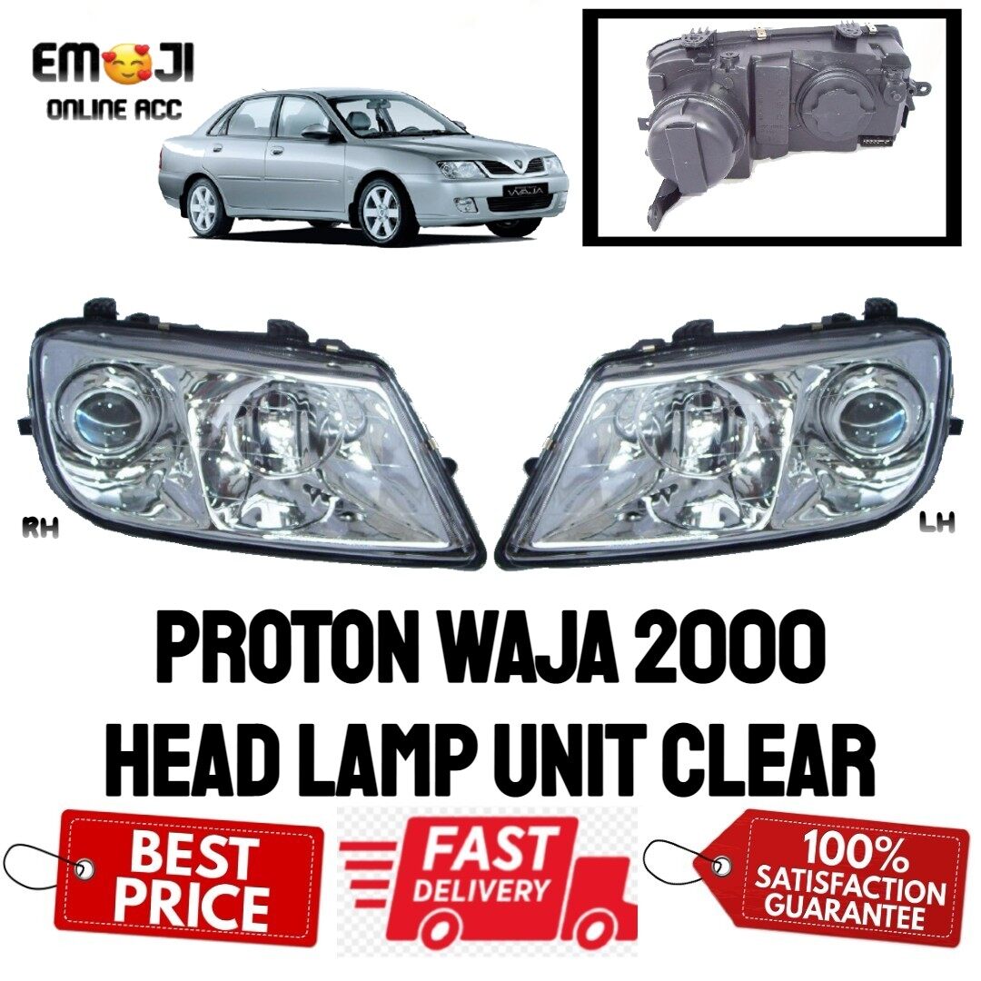Proton waja head lamp headlights lampu besar depan unit clear white ...