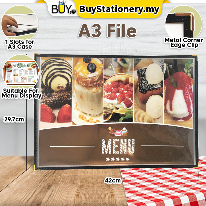 EMI A3 A4 Leather Menu File Folder Restaurant Food Catalogue Display ...