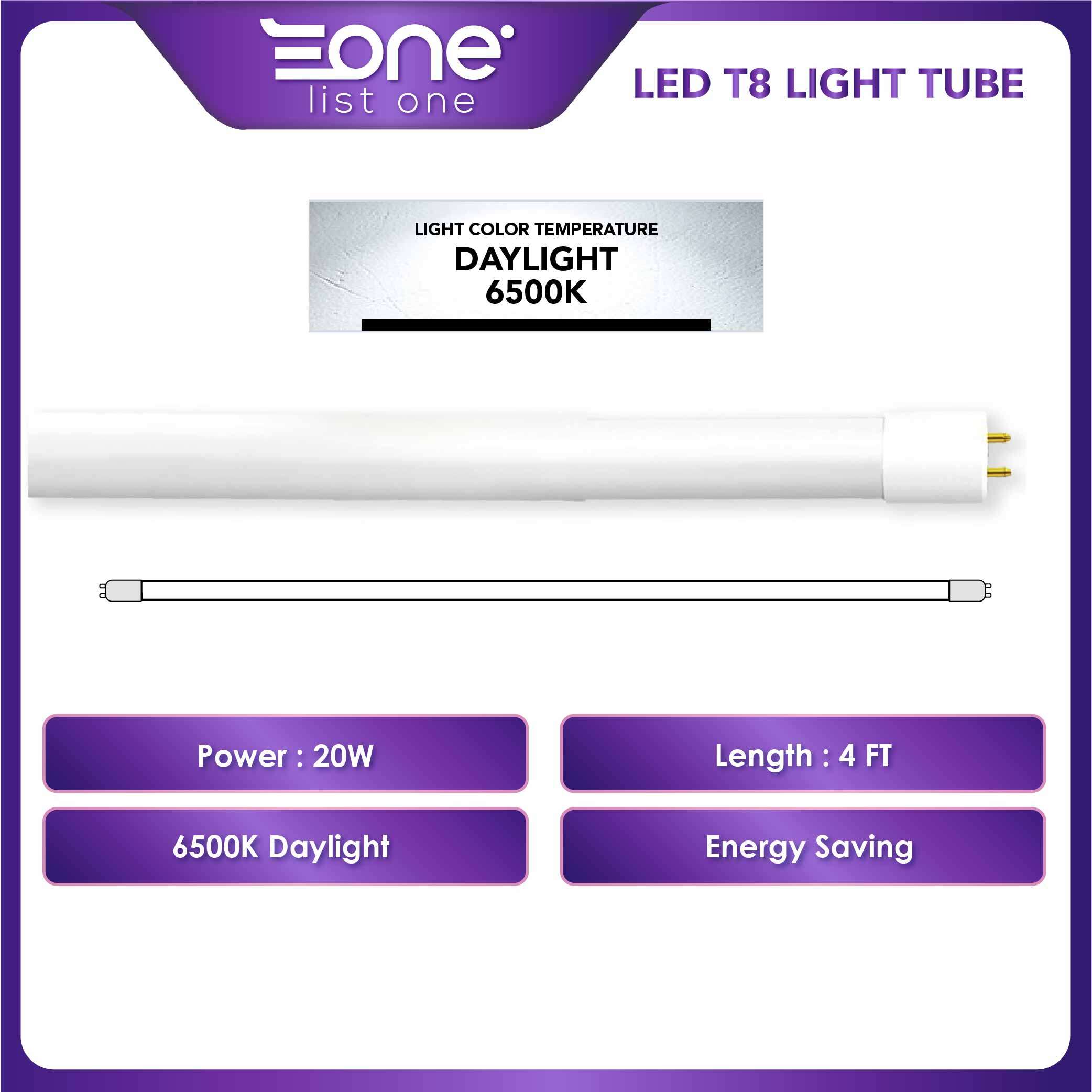T8 LED Light Tube 4ft Daylight 6500K | 4ft LED Slim Fitting Casing With ...