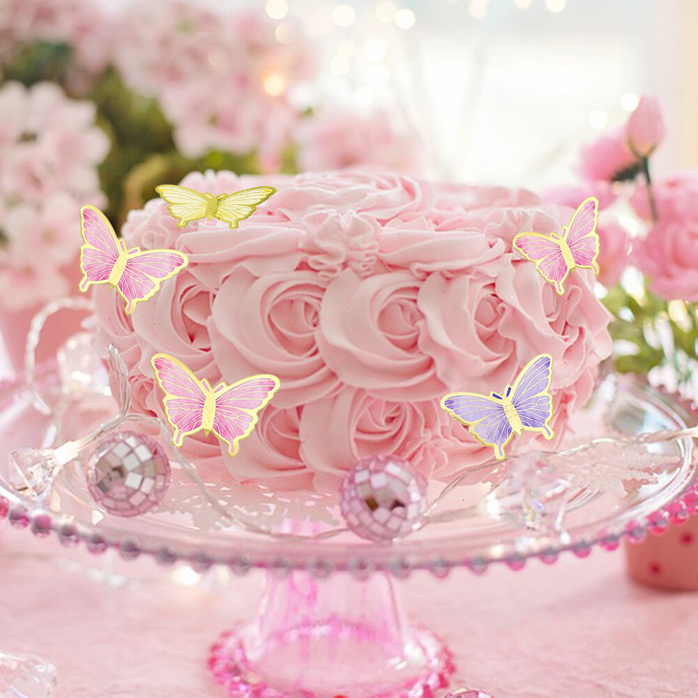 Hittime อุปกรณ์ตกแต่งเค้กผีเสื้ออุปกรณ์ตกแต่งขนมอบแสนโรแมนติกสำหรับวันวาเลนไทน์จำนวน10ชิ้น ...