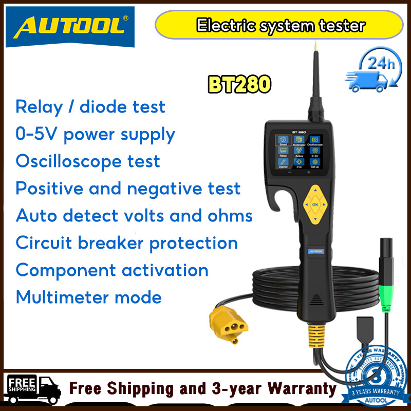 【รุ่นอัพเกรด】AUTOOL BT280 ชุดตรวจสอบวงจรกำลัง,เครื่องทดสอบวงจรยานยนต์ ...