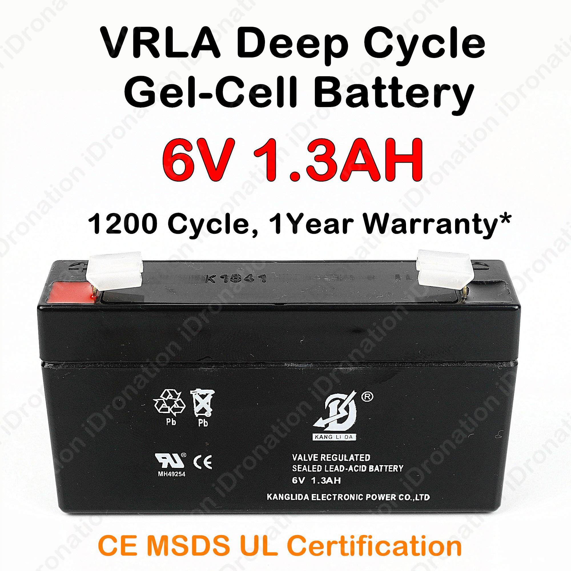 1.3AH 1.3A 6V 6Volt Deep Cycle Battery UPS VRLA Valve Regulated Sealed Lead Acid Gel Storage ...