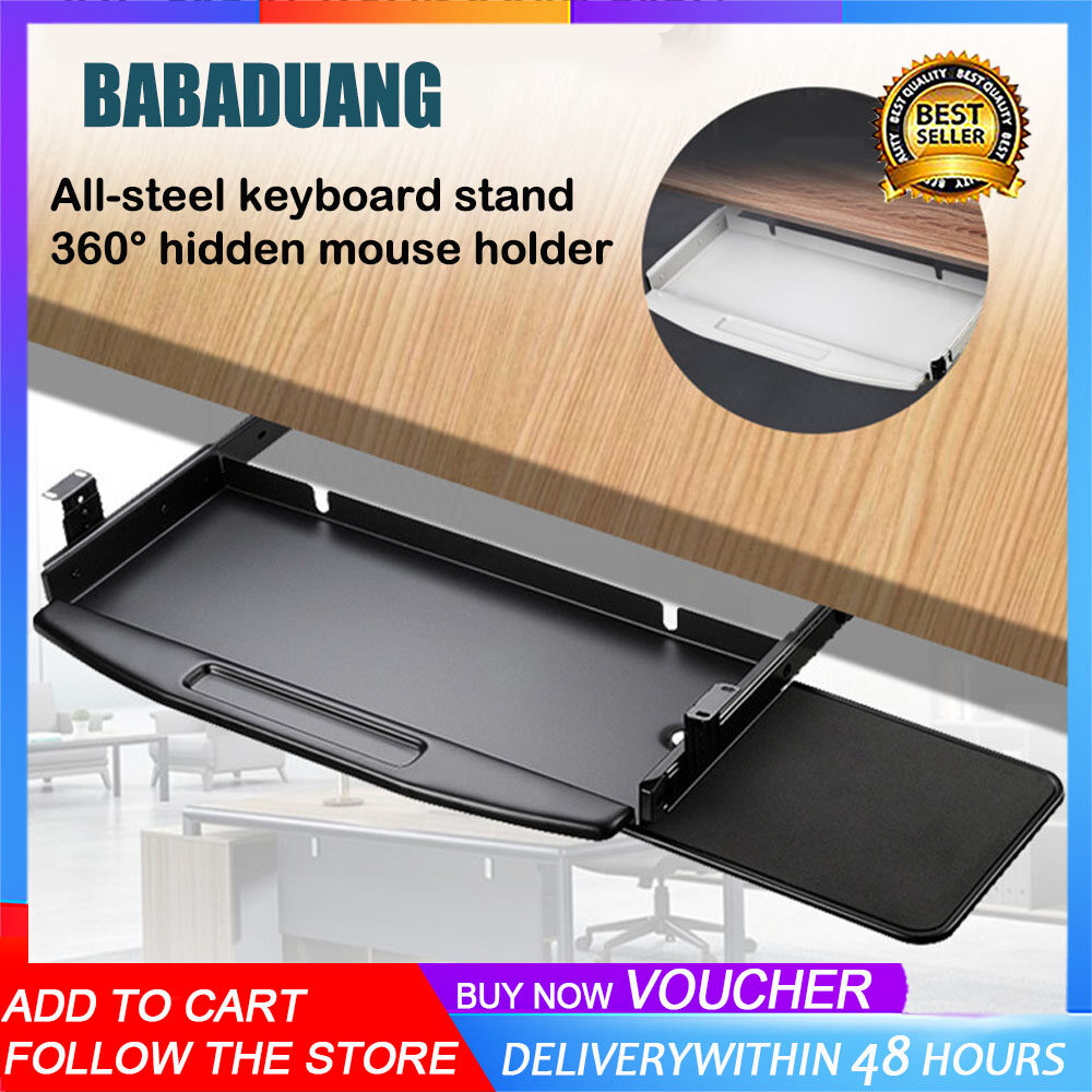 steel Keyboard Drawer Under Desk with Mouse Pad,Easy-Glide Under ...