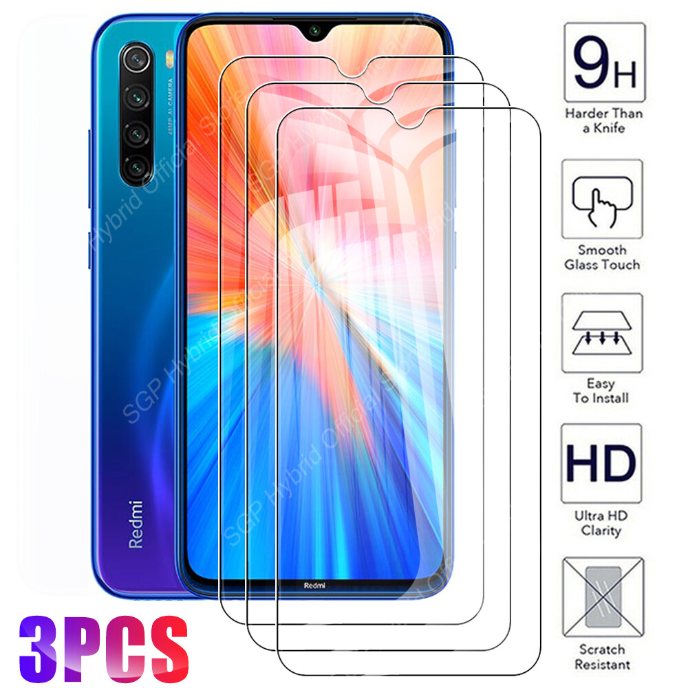 กระจกนิรภัยแบบเต็มหน้าจอ3ชิ้น,สำหรับ Xiaomi Redmi Note 8 2021 Note8 T 8 T 7 7S 6 Pro Redmi8 8A ...