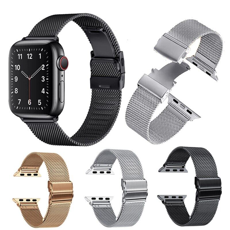 Milanese loop strap for Apple watch 45mm 44mm 40mm 41mm 42mm Metal ...