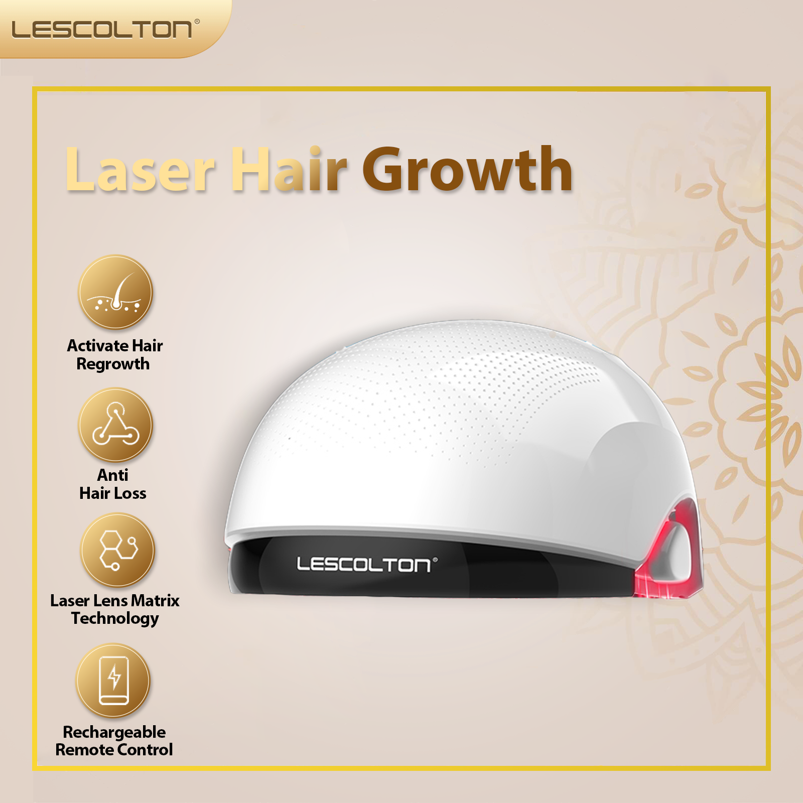 Ready Stock Lescolton 162 Lasers Therapy Cap Scalp Massage Wireless