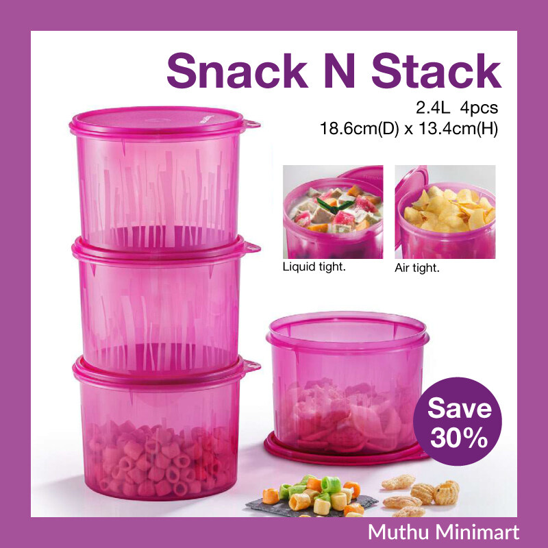 Original Tupperware Snack N Stack Set Food Storage Food Container Bekas ...
