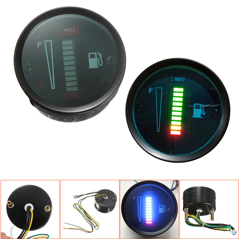 12V/24V Universal 52mm Car Motorcycle Fuel Level Meter Gauge 8 LED ...