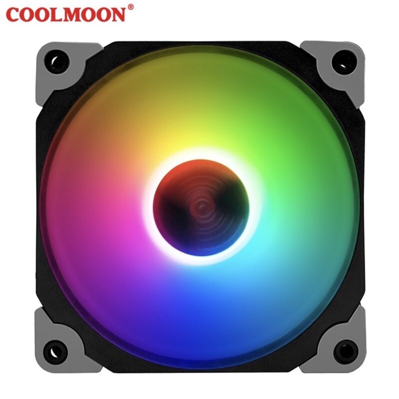 Coolmoon 120mm Pwm Argb Pc Case Fan Quiet 4 Pin Addressable Rgb Cooling Fan For Cpu Cooler