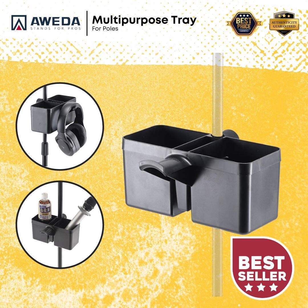 AWEDA Multipurpose Tray with Swivel Cap and Headphone Hanger for Pole ...