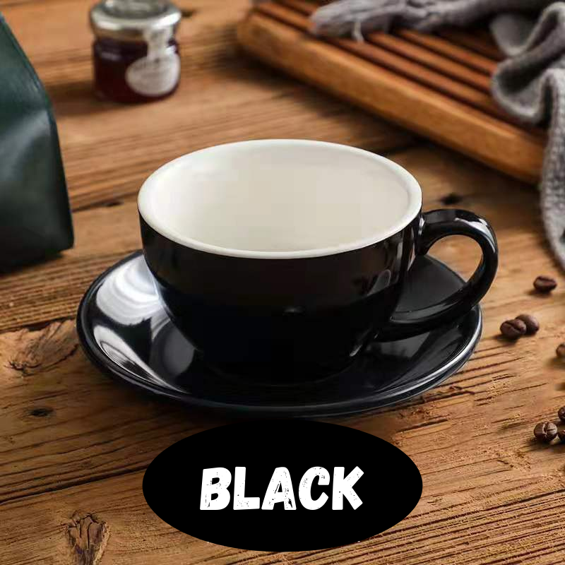 [Ready Stock] European Style Colourful Ceramic Barista Latte Cup set ...