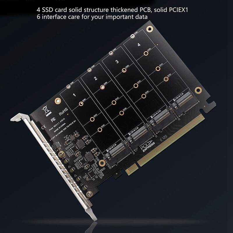 PCIE 4-Port M.2 NVEM SSD Expansion Card Computer Motherboard Solid ...