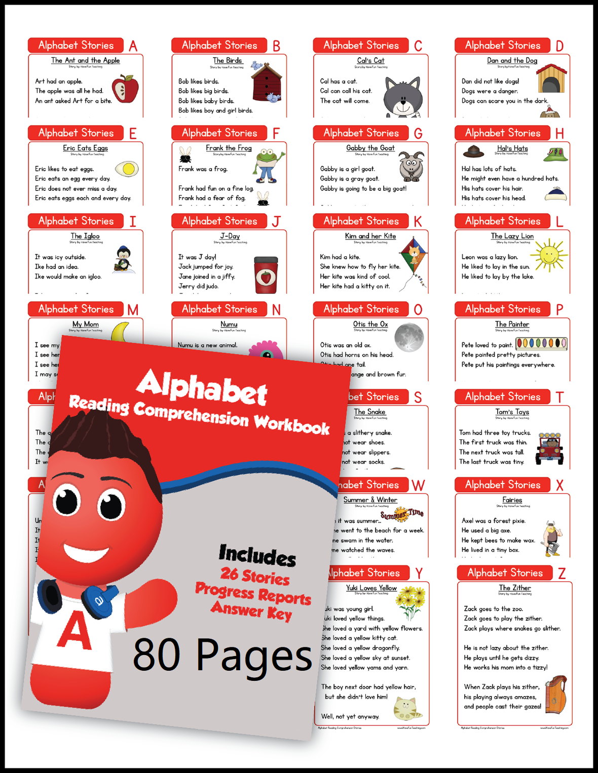 (101) Kindergarten Reading Comprehension Worksheet Alphabet Stories 53 ...