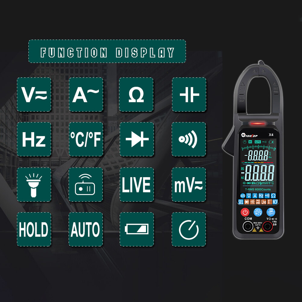 Handheld Portable Clamp Meter Color LCD Large Screen Clamp Meter 6000 ...