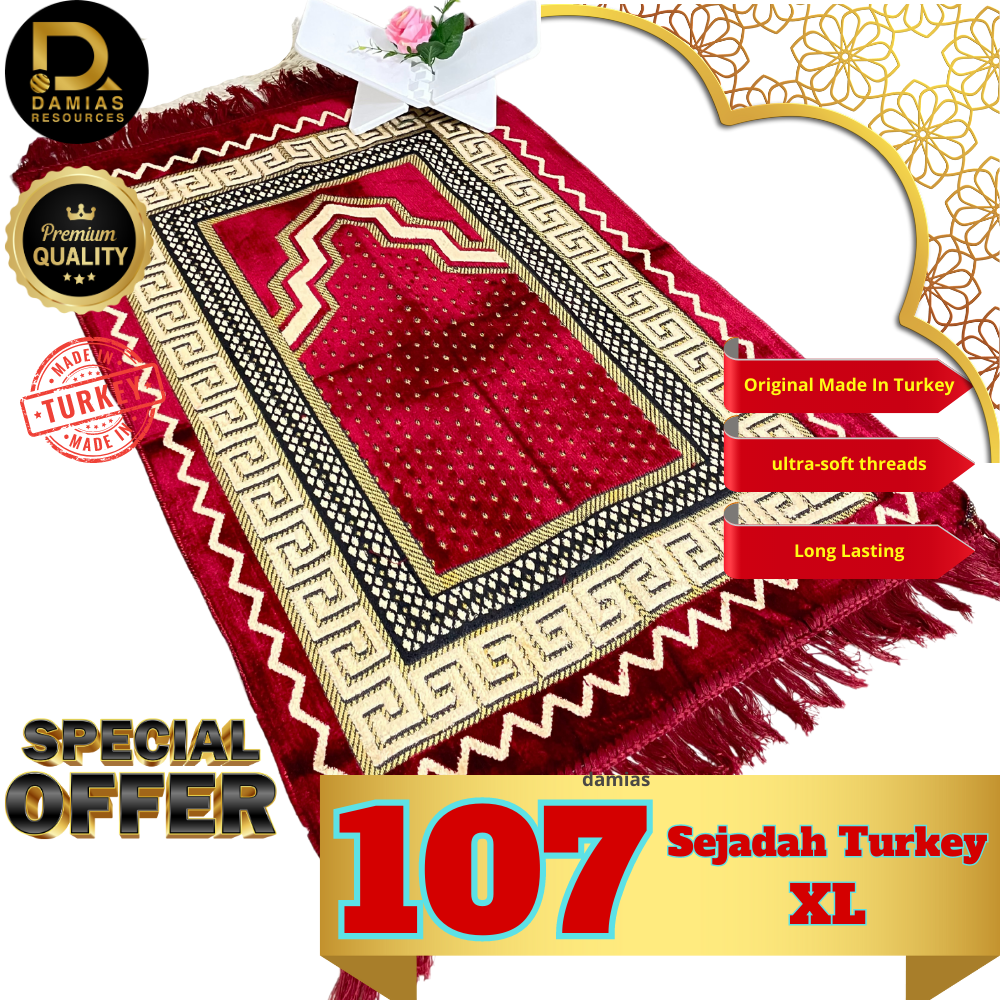 Sejadah Turkey VIP Berkualiti Tinggi 120 CM X 70 CM +/- New Design ...